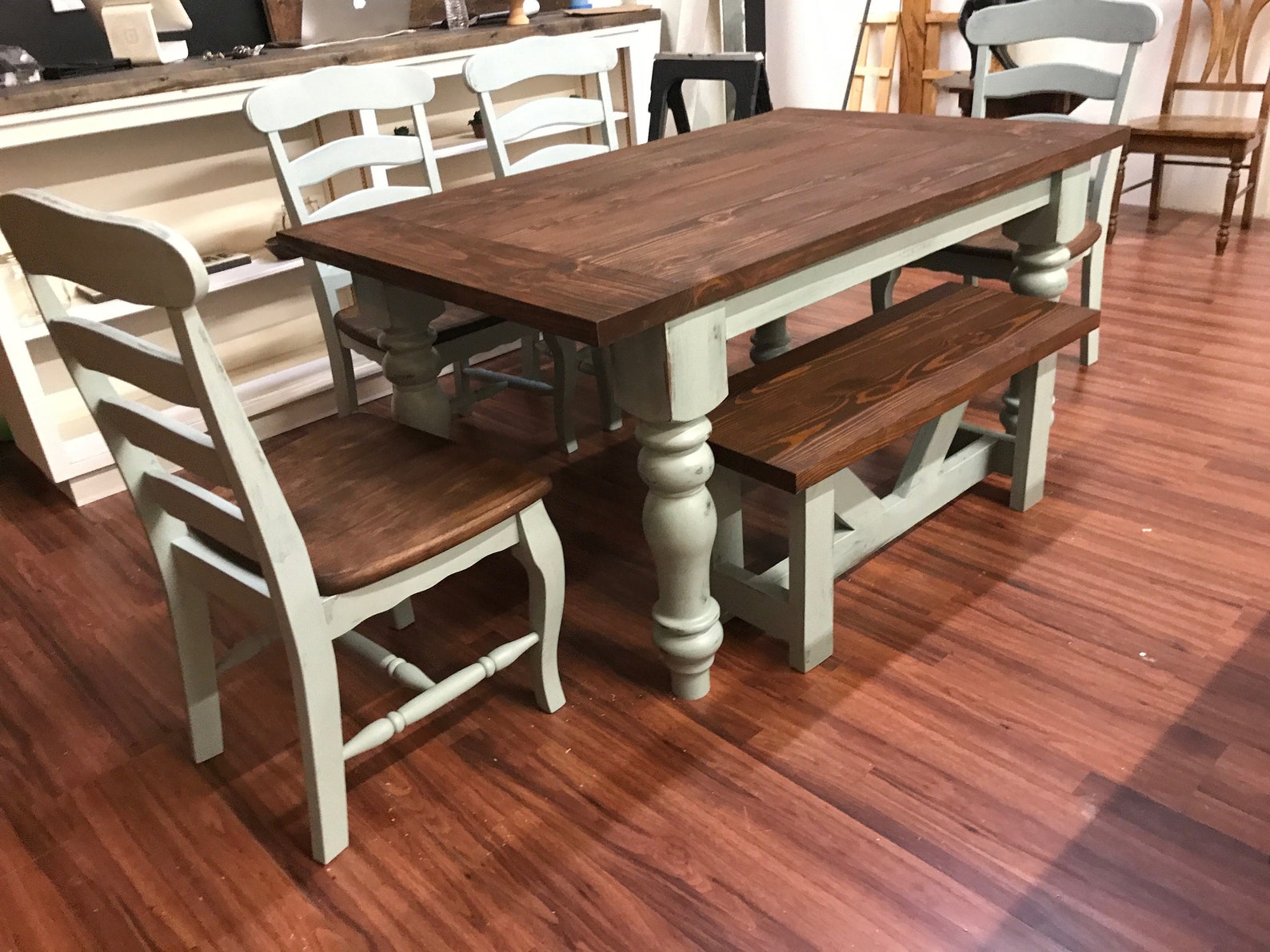 Turned Leg Farmhouse Table - Etsy