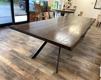 Industrial x Metal Base Farmhouse Table - Etsy