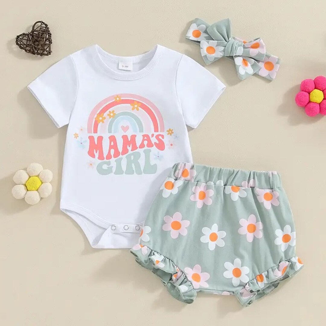 Baby Girl Clothes Sets With Letter Rompers Rainbow Vibes - Etsy