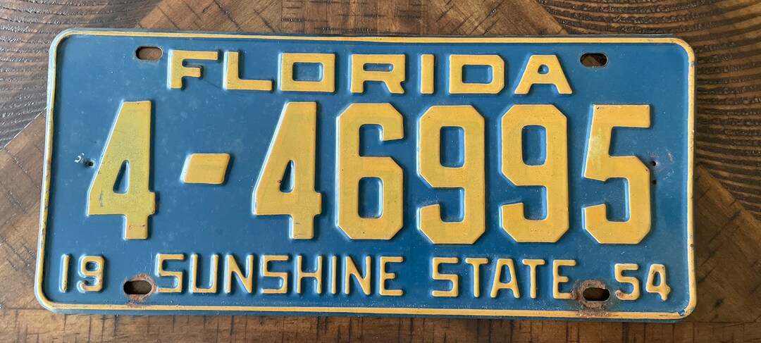 1954 Florida sunshine State License Plate Garage Bar Man Cave Wall ...