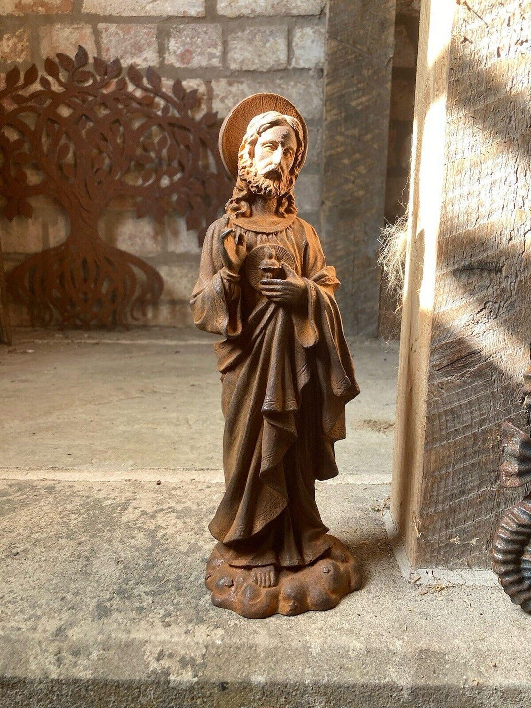 Rusty Cast Iron Small Jesus Statue - Etsy