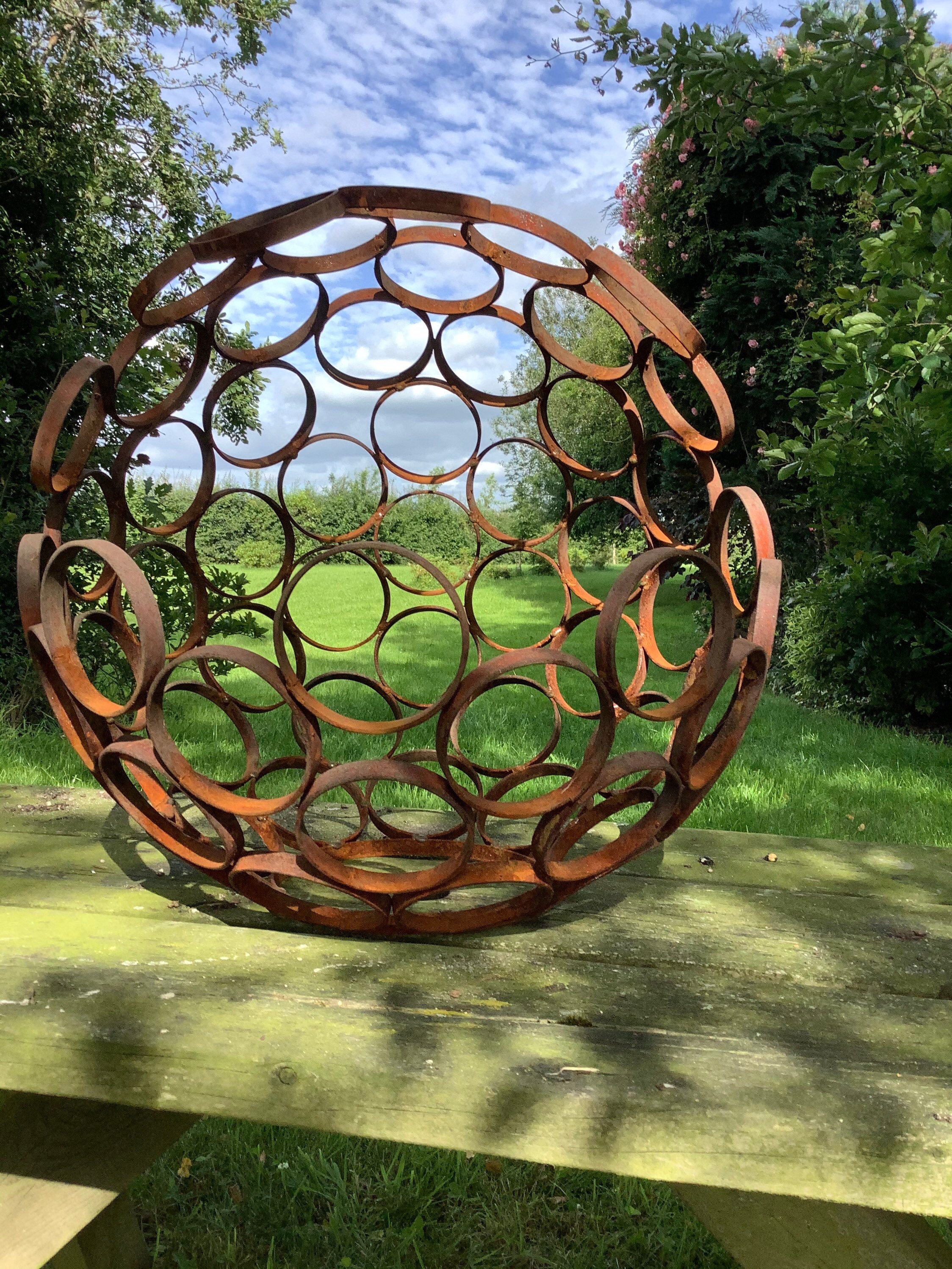 Metal Rusty Garden Modern Art Decorative Open Sphere Ornament - Etsy UK