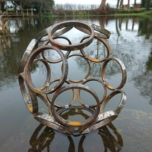 Metal Rusty Garden Modern Art Open Sphere Orb Sculpture Ornament - Etsy UK