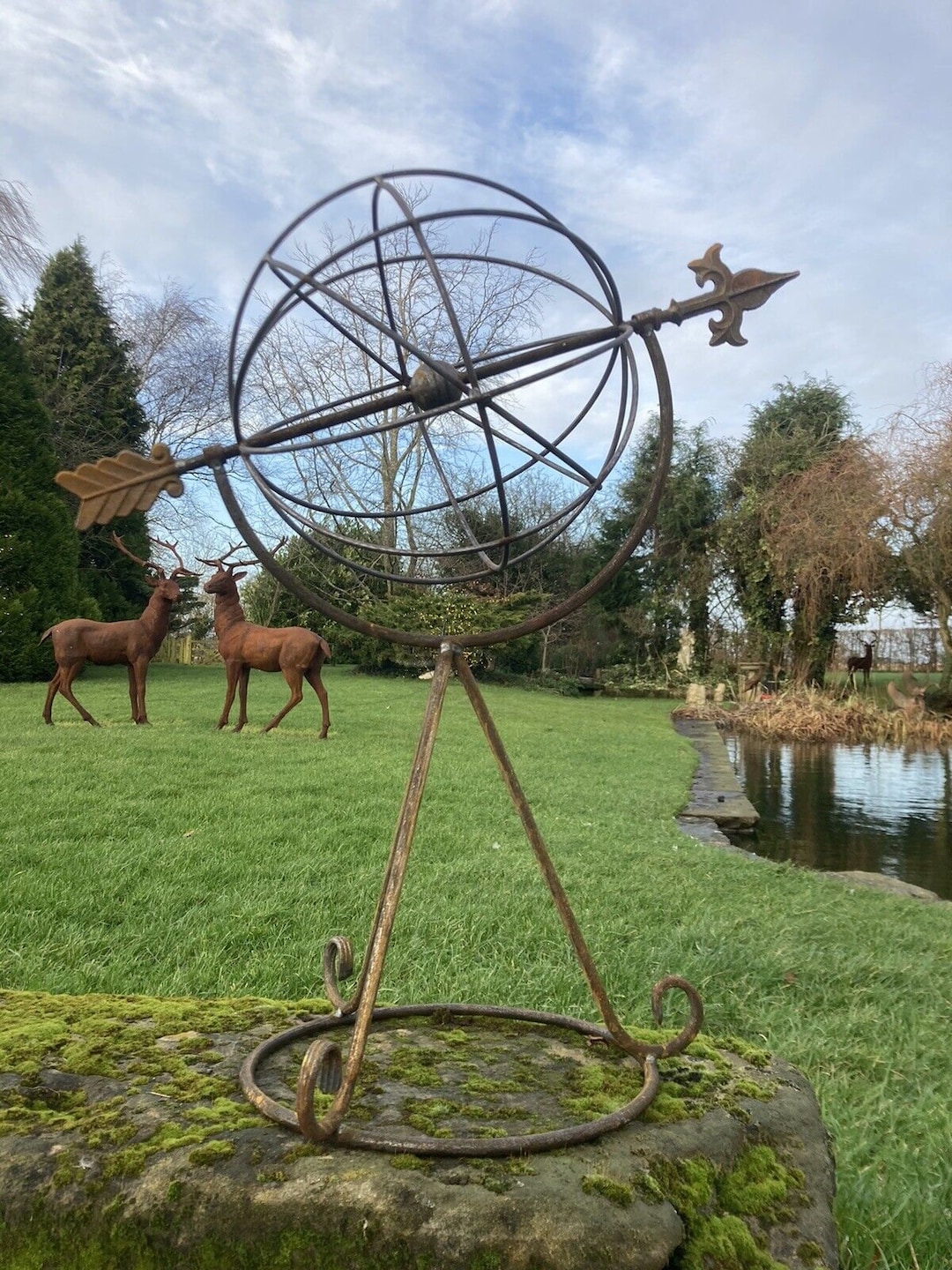 Large Metal Armillary Sundial Style Ornament - Etsy UK