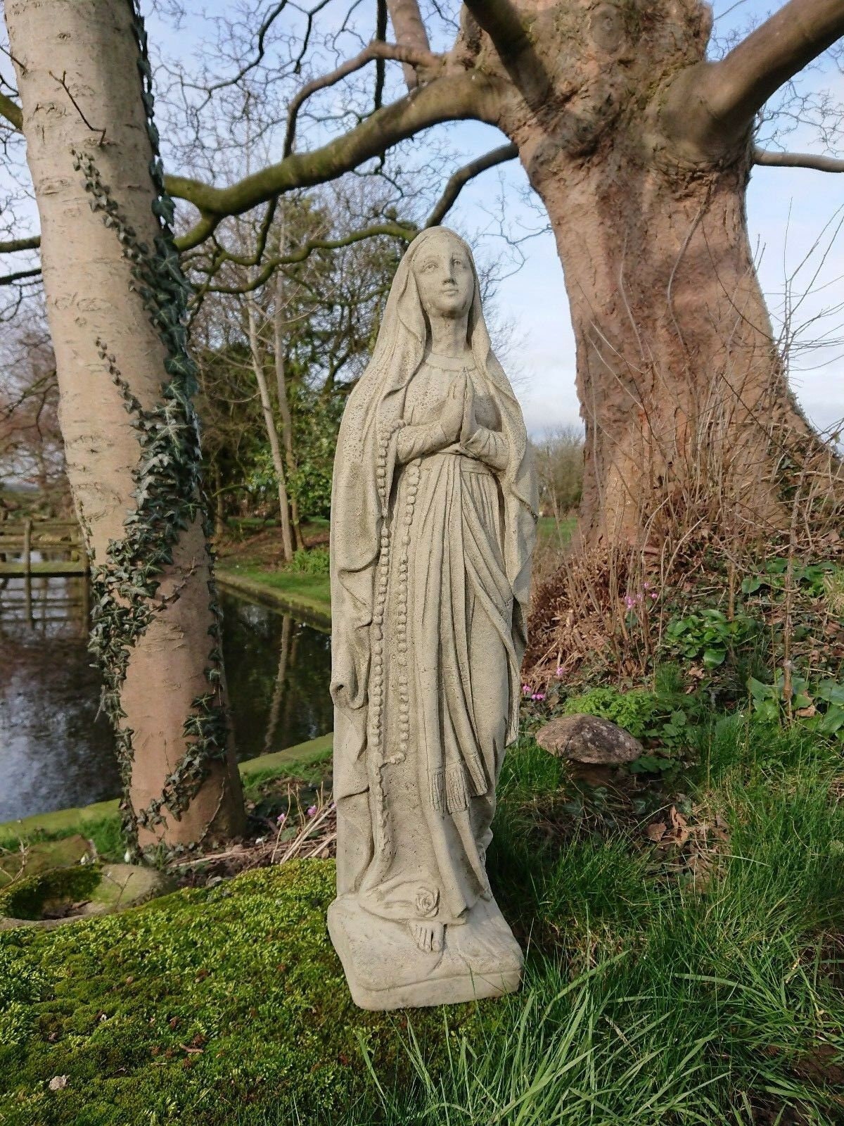 Stone Garden Religious Virgin Mary Statue - Etsy UK