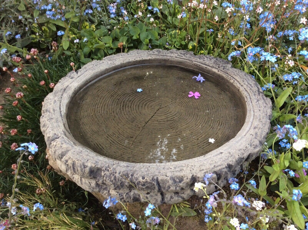 Reconstituted Stone Garden Log Style Bird Bath Top Only Replacement - Etsy