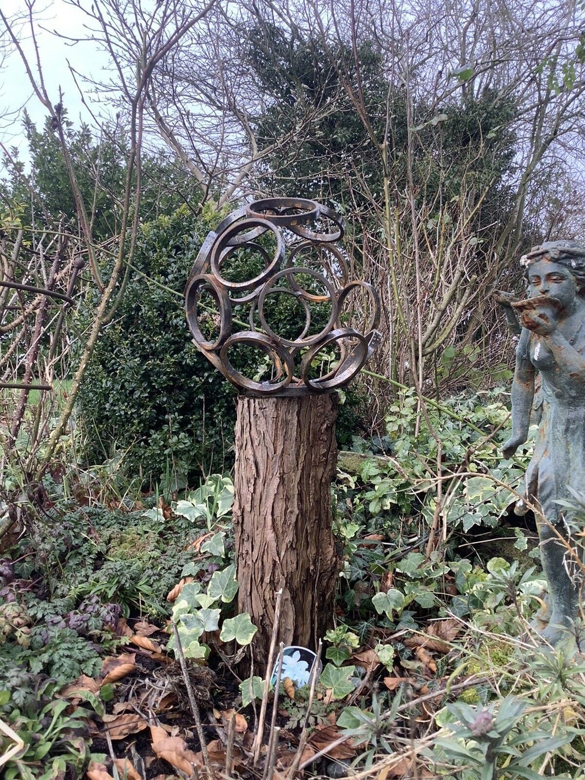 Metal Rusty Garden Modern Art Open Sphere Orb Sculpture - Etsy UK