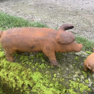 Set of 4 Metal Rusty Cast Iron Pig / Piglet Garden Ornaments - Etsy UK