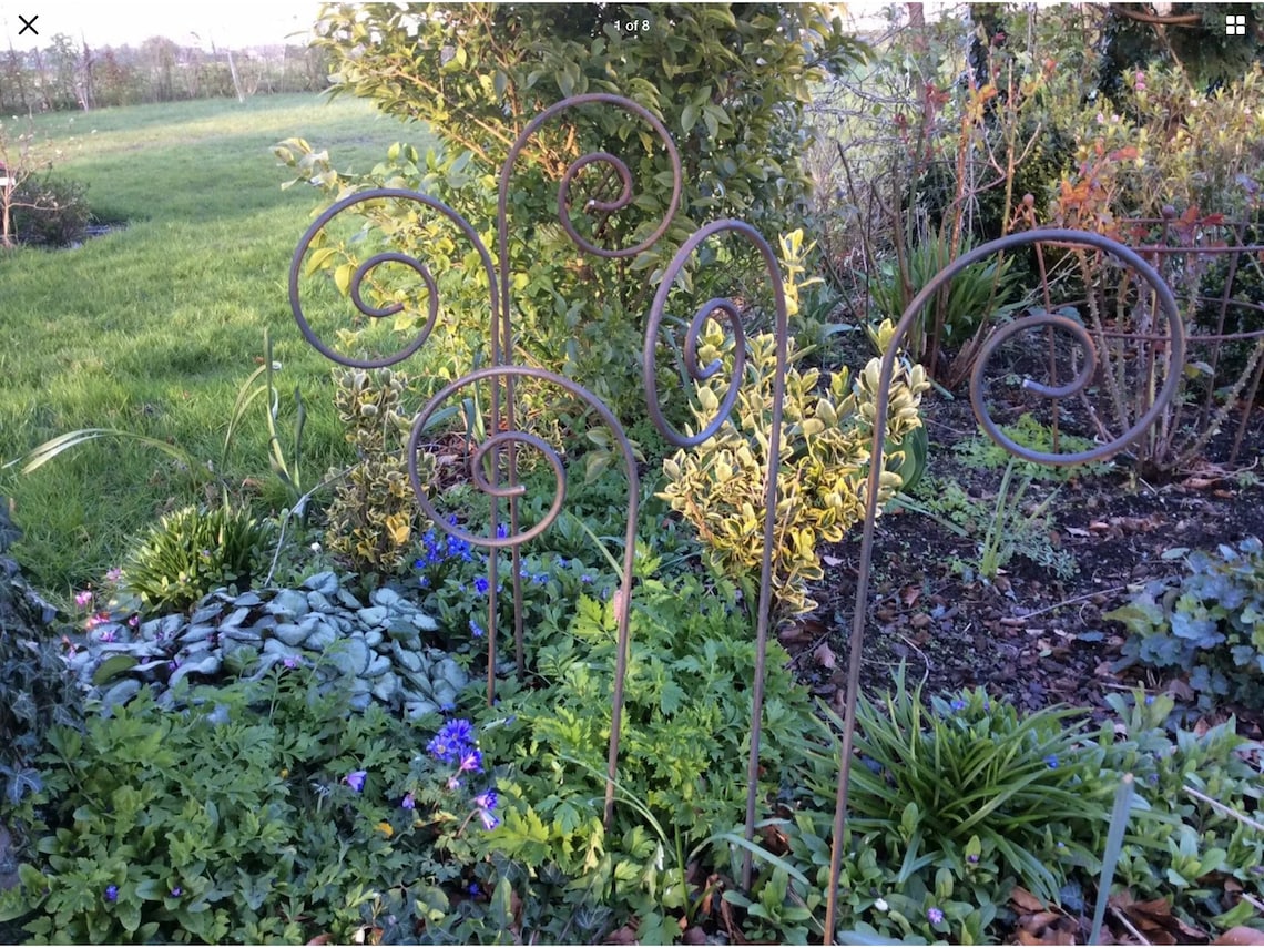 Set of 10 Rusty Metal Swirl Plant Supports / Stands Garden - Etsy
