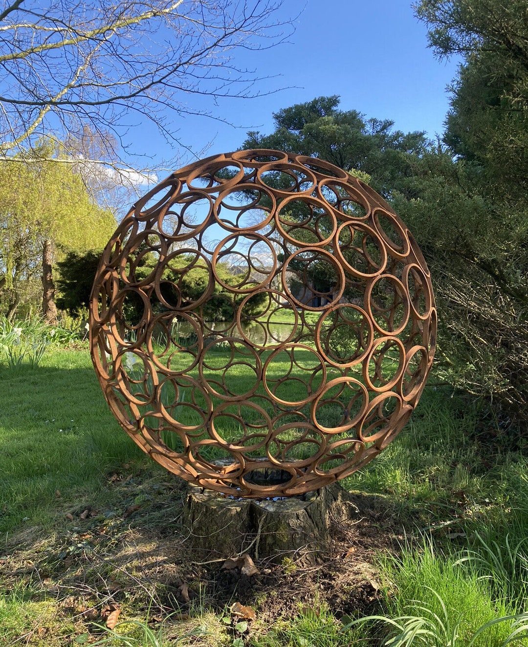 Rusty Metal Large Garden Full Sphere Sculpture Modern Art Ornament ...