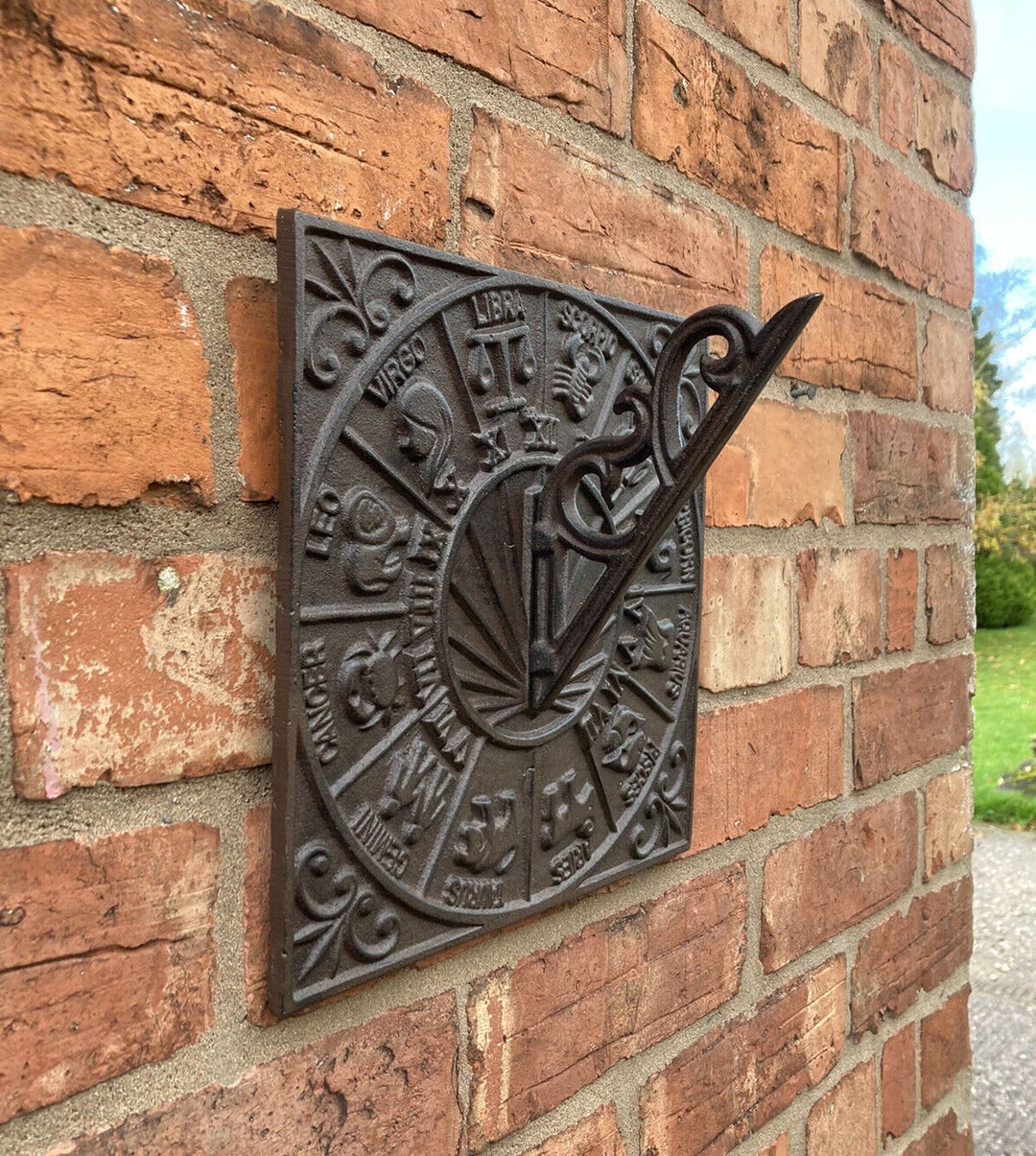 Cast Iron Garden Hanging Square Sundial Ornament - Etsy UK