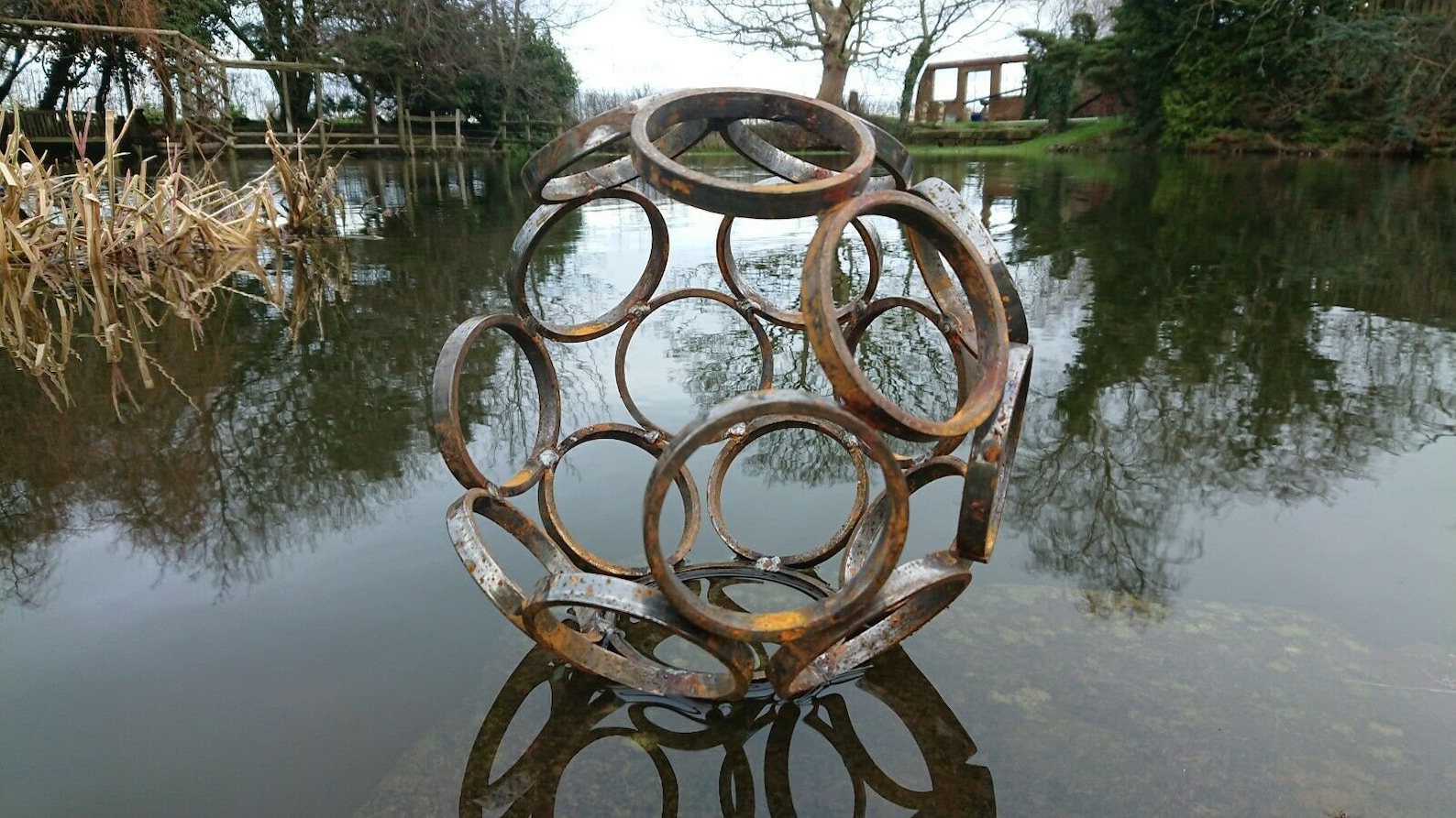 Metal Rusty Garden Modern Art Open Sphere Orb Sculpture - Etsy UK