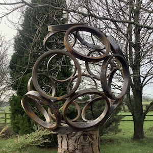 Metal Rusty Garden Modern Art Open Sphere Orb Sculpture Ornament - Etsy UK