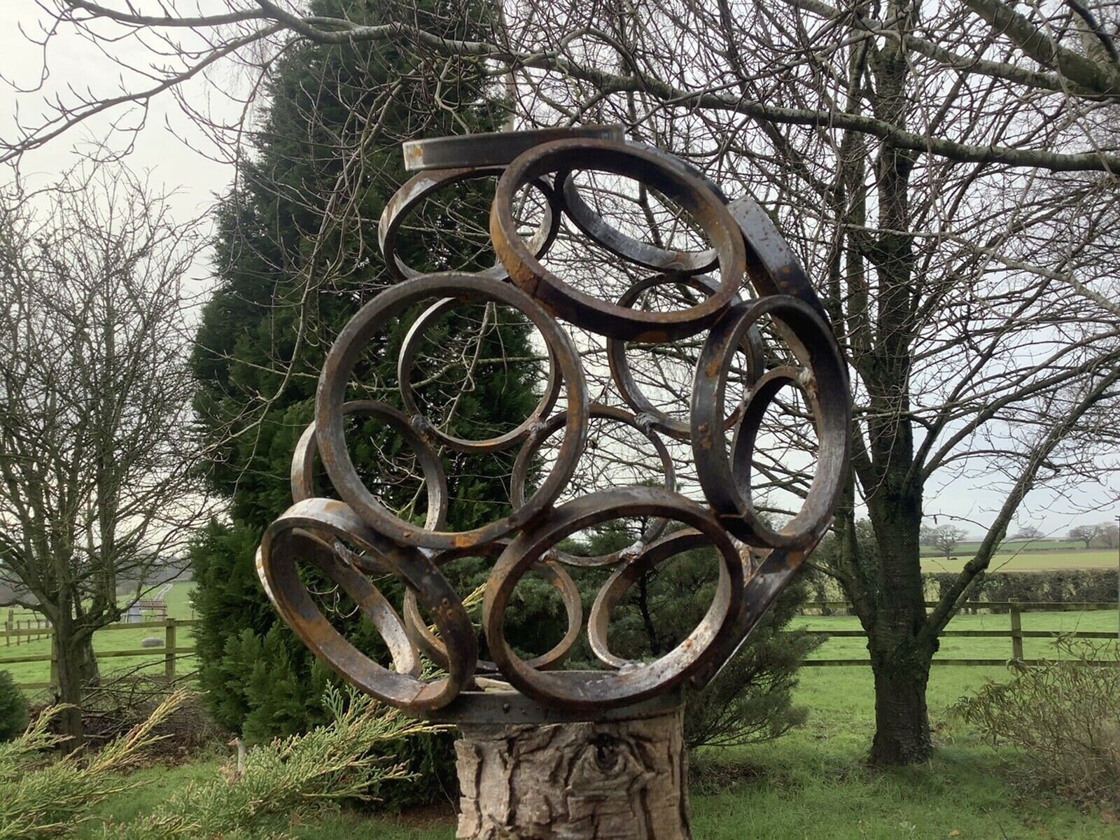 Metal Rusty Garden Modern Art Open Sphere Orb Sculpture - Etsy UK