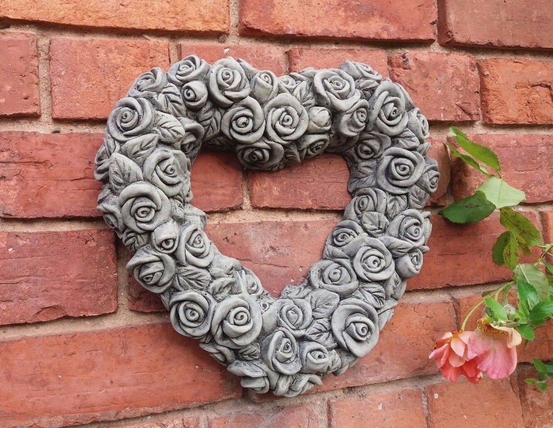 Reconstituted Stone Garden Roses Wall Heart - Etsy