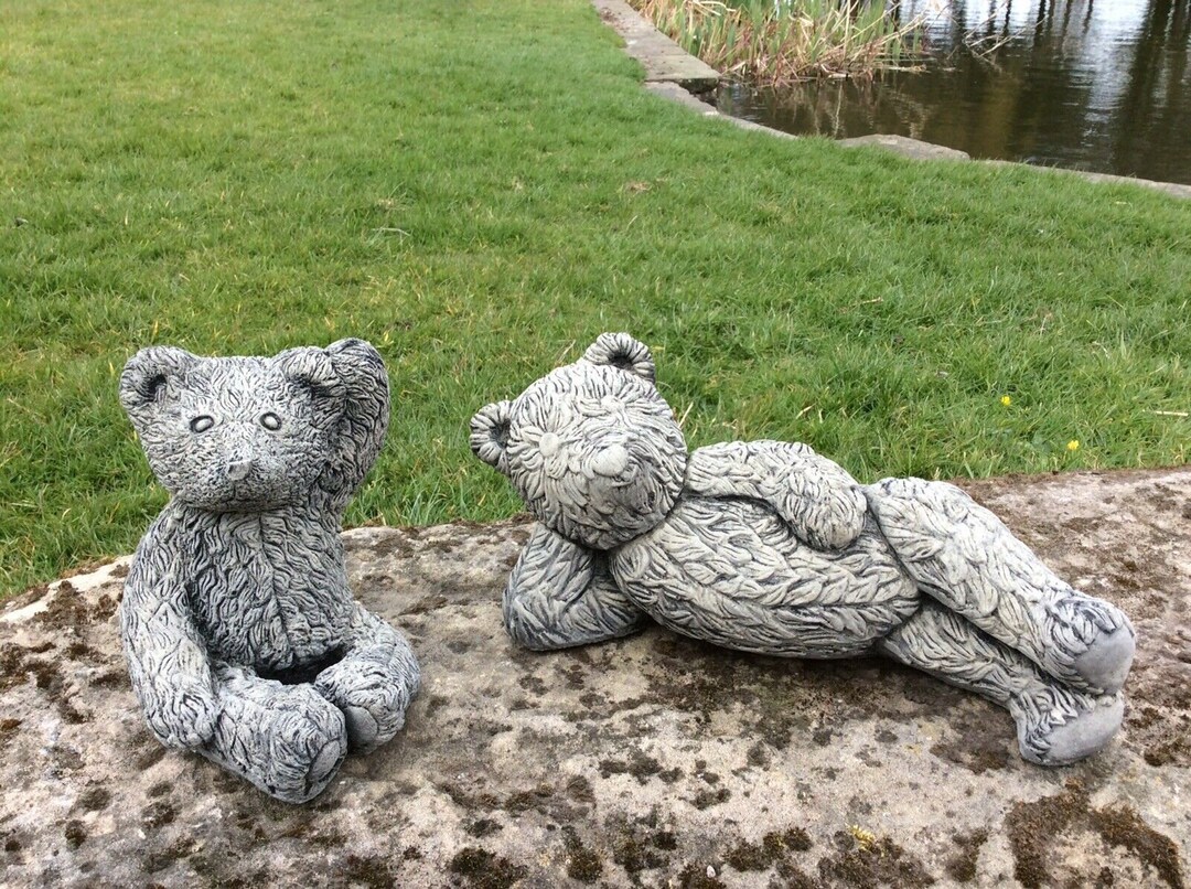 Reconstituted Stone Pair of Teddy Bear Ornaments - Etsy UK