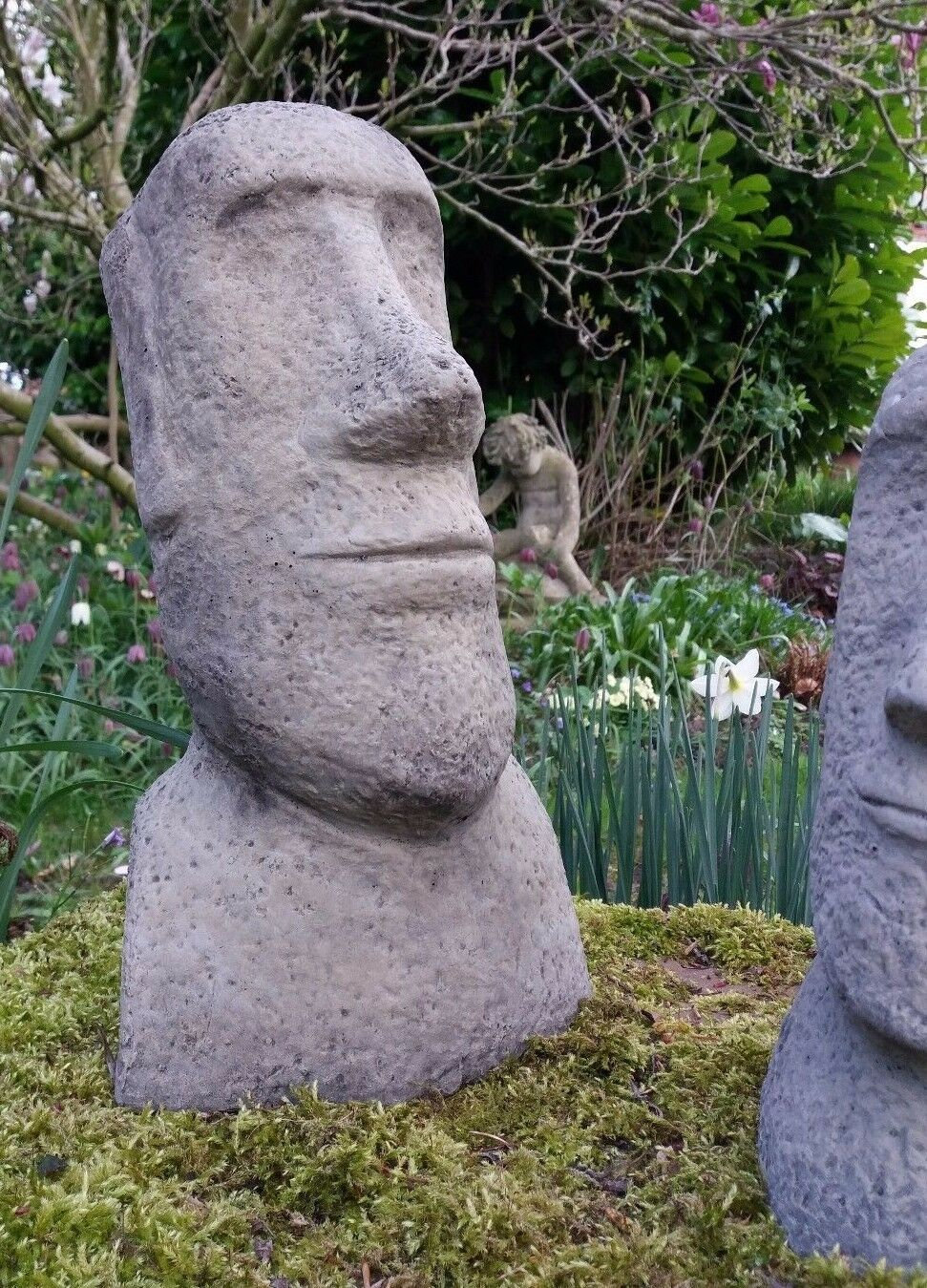 Stone Garden Pair of Moai Statue Ornaments - Etsy UK