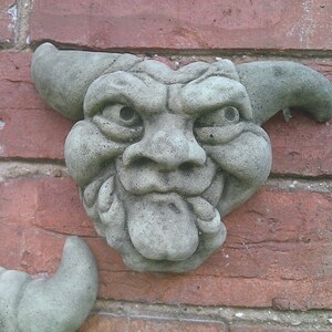 Reconstituted Stone Garden Set of 3 Devil Face Gargoyle Wall Plaques ...