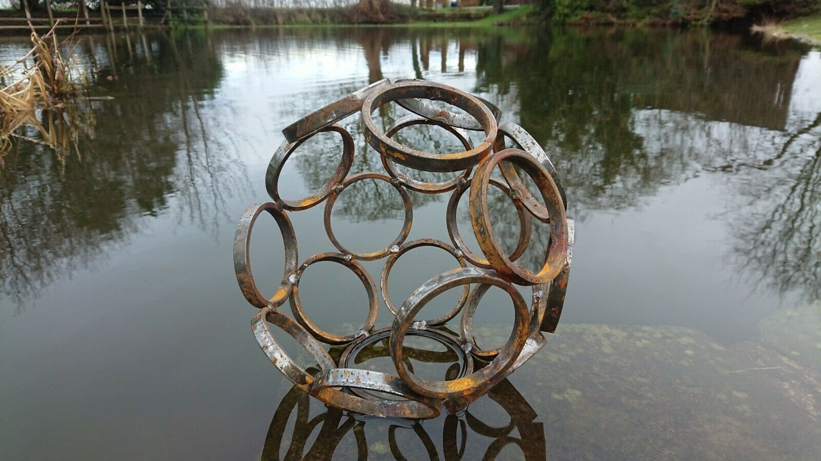 Metal Rusty Garden Modern Art Open Sphere Orb Sculpture - Etsy UK