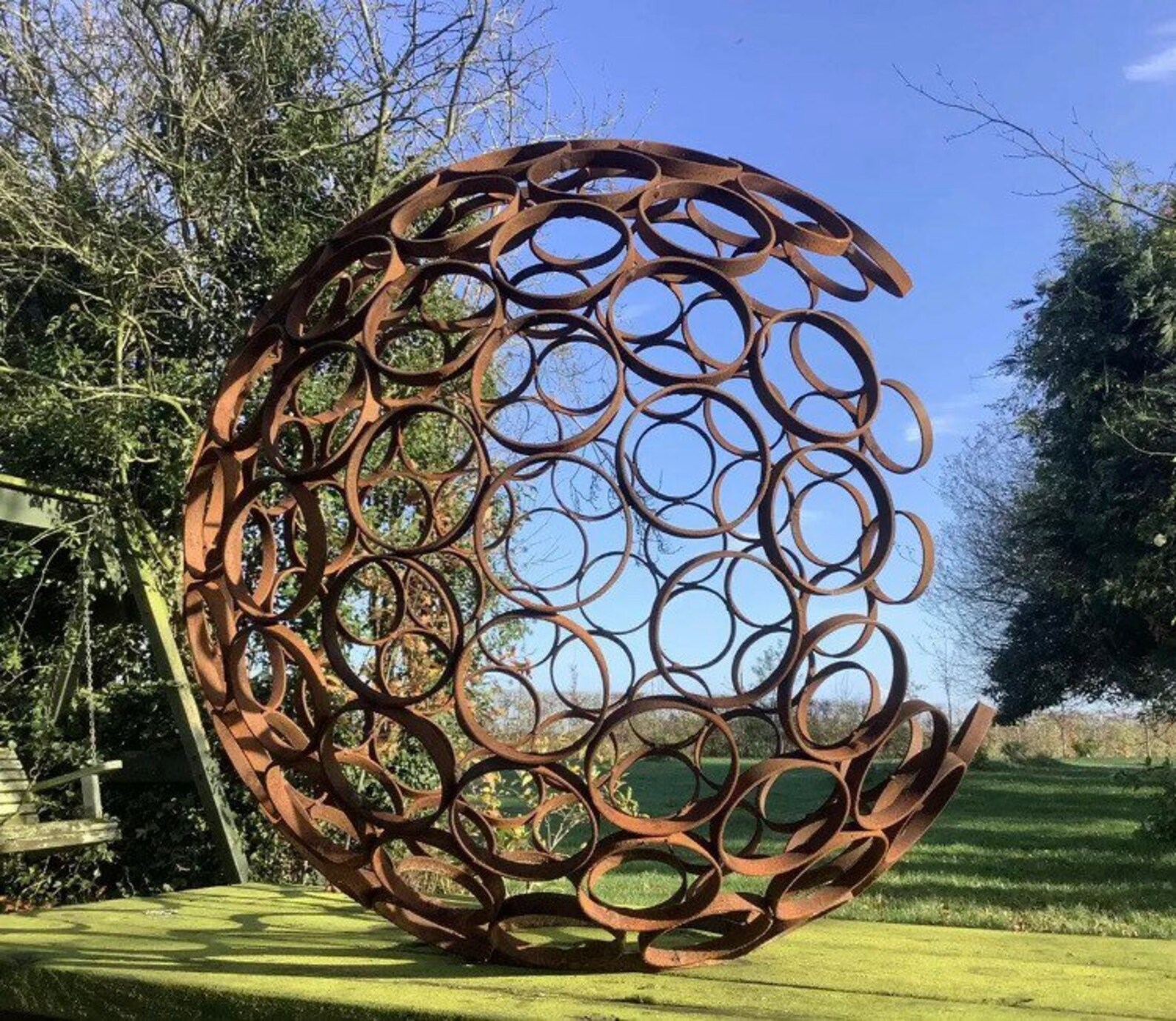 Large Metal Rusty Garden Modern Art Decorative Open Sphere - Etsy UK
