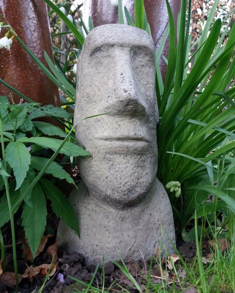 Stone Garden Pair of Moai Statue Ornaments - Etsy UK