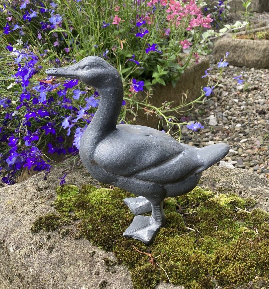 Cast Iron Duck - Lead Effect Finish Garden Ornament - Etsy UK