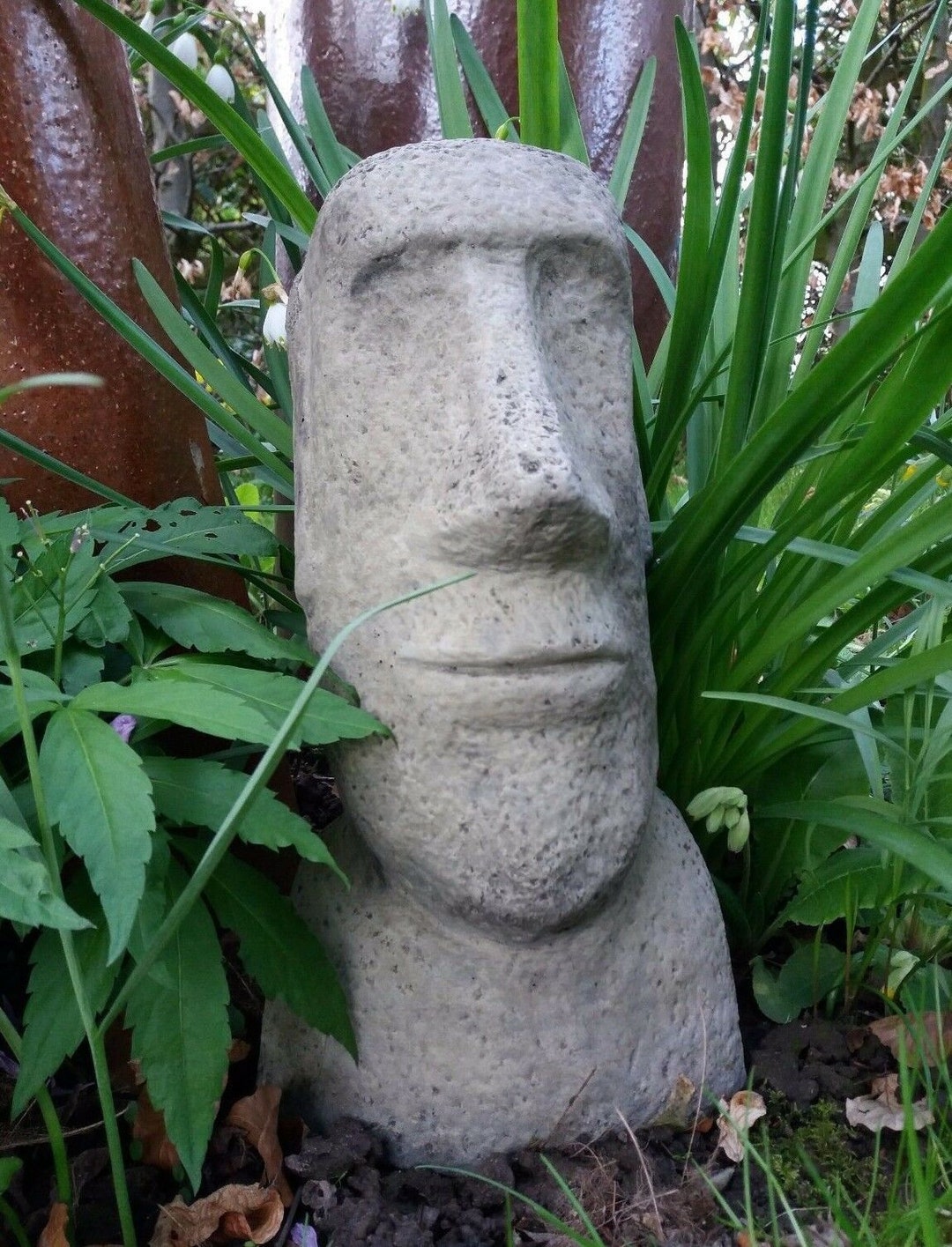 Stone Garden Moai Head Ornament - Etsy UK