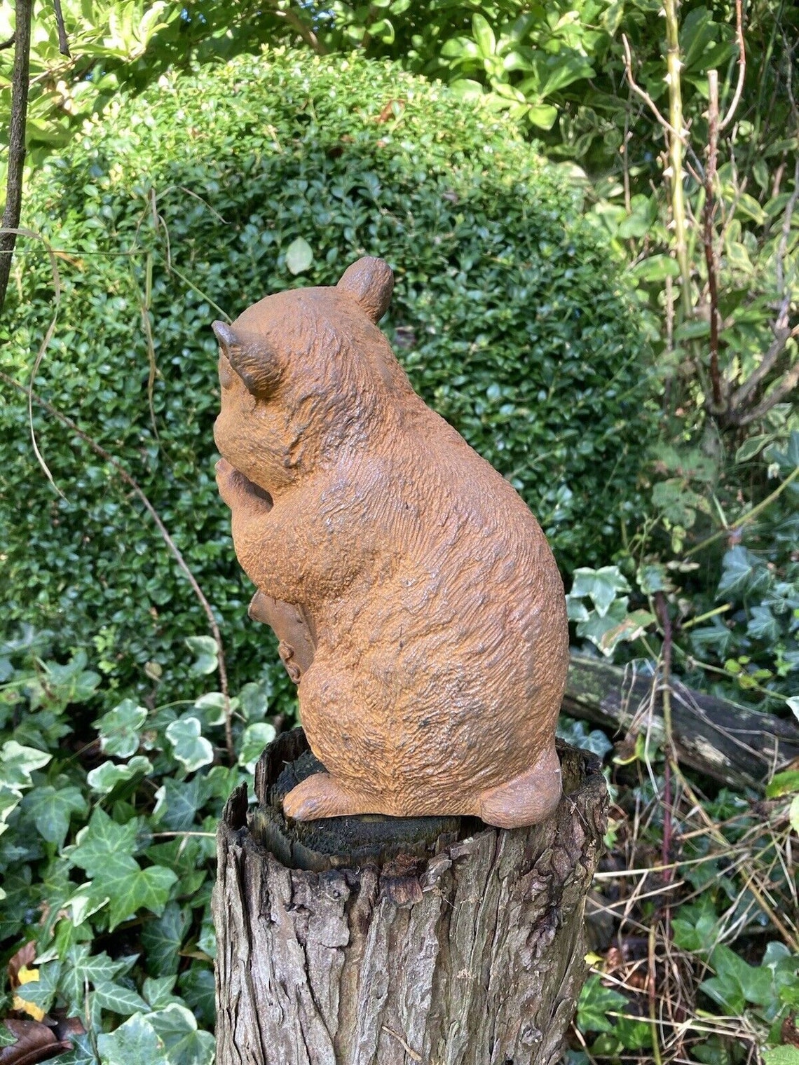 Metal Rusty Cast Iron Saxophone Playing Musical Hamster Garden Ornament ...