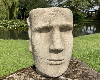 Stone Garden Small Moai Head Planter Ornament - Etsy UK