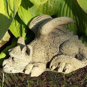 Reconstituted Stone Garden Snoozing Dragon Statue Ornament - Etsy UK