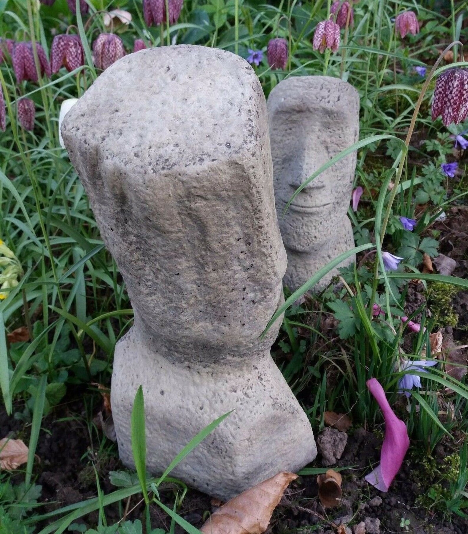 Stone Garden Pair of Moai Statue Ornaments - Etsy UK