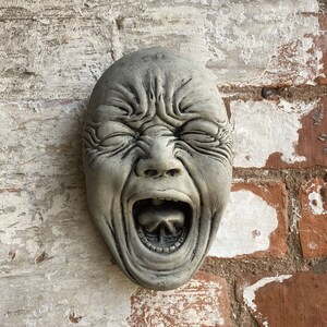 Reconstituted Stone Garden the Scream Face Man Wall Plaque Halloween ...
