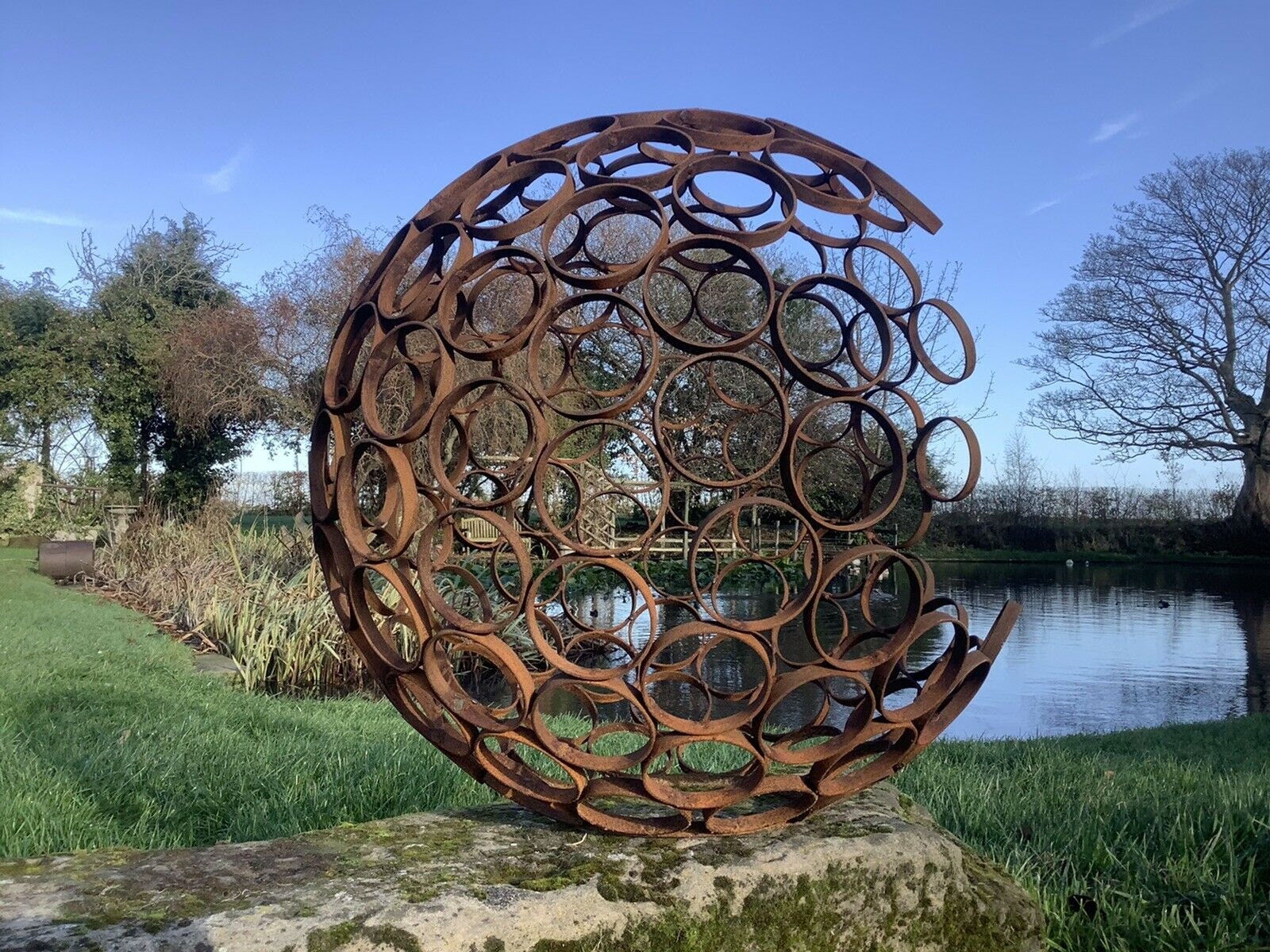 Garden Set of 4 Steel Open Sphere Ornaments - Etsy UK