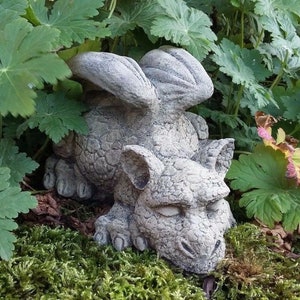 Reconstituted Stone Garden Snoozing Dragon Statue Ornament - Etsy UK