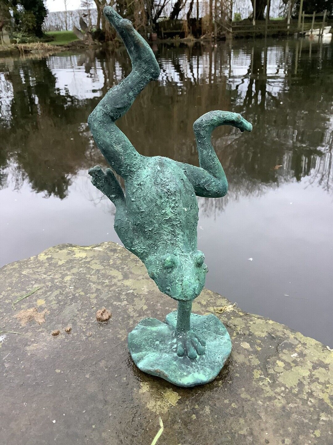 Verdigris Finish Cast Iron Frog - Etsy UK