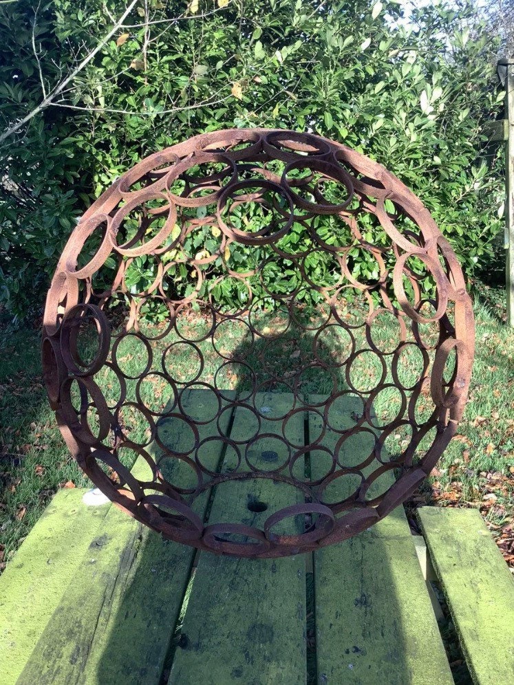 Large Metal Rusty Garden Modern Art Decorative Open Sphere - Etsy UK
