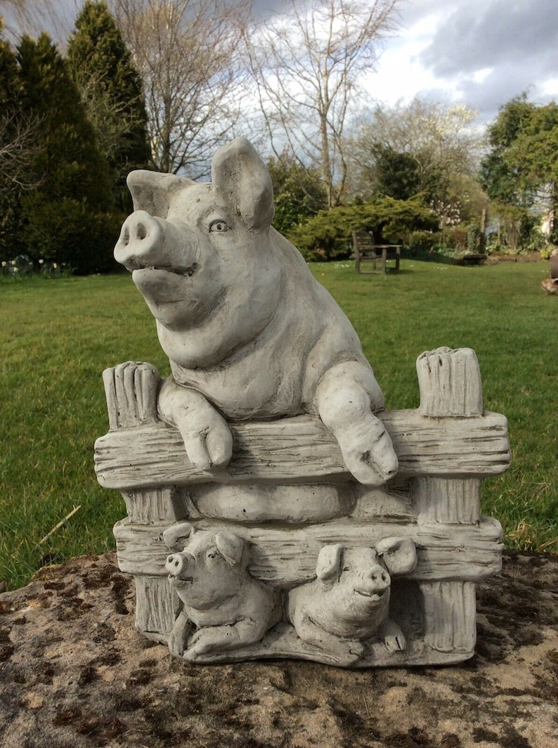 Reconstituted Stone Garden Pig and Piglets Family Statue - Etsy UK