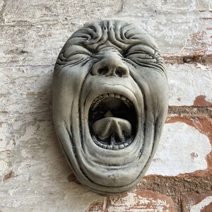 Reconstituted Stone Garden the Scream Face Man Wall Plaque Halloween ...