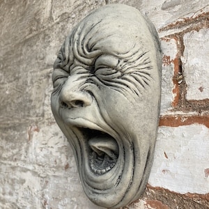Reconstituted Stone Garden the Scream Face Man Wall Plaque Halloween ...