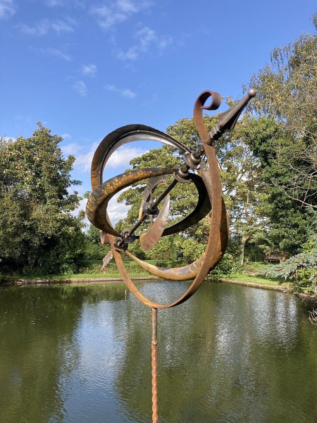 Metal Garden Rusty Armillary Style Wind Spinner Gyroscope Stake - Etsy UK