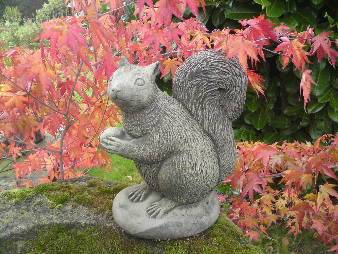 Reconstituted Stone Garden Squirrel Statue Ornament - Etsy UK