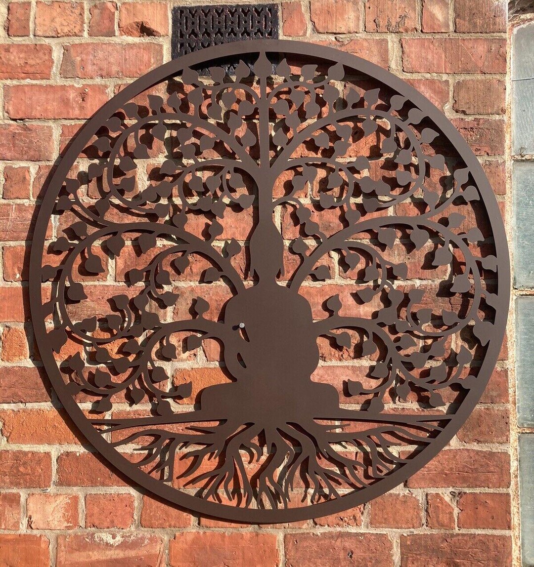 Large Metal Round Buddha Wall Plaque - Etsy