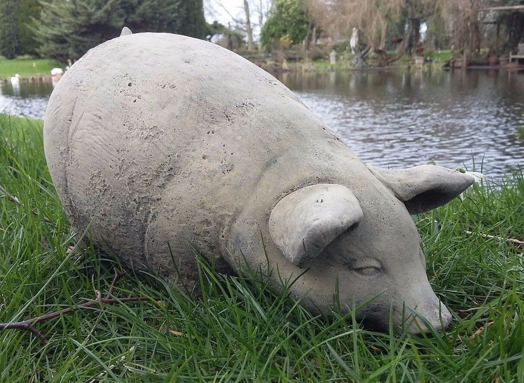 Reconstituted Stone Garden Pig Ornament Statue - Etsy