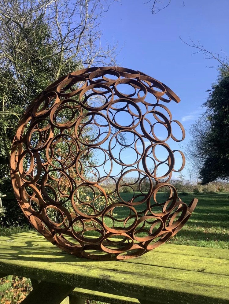 Large Metal Rusty Garden Modern Art Decorative Open Sphere - Etsy UK