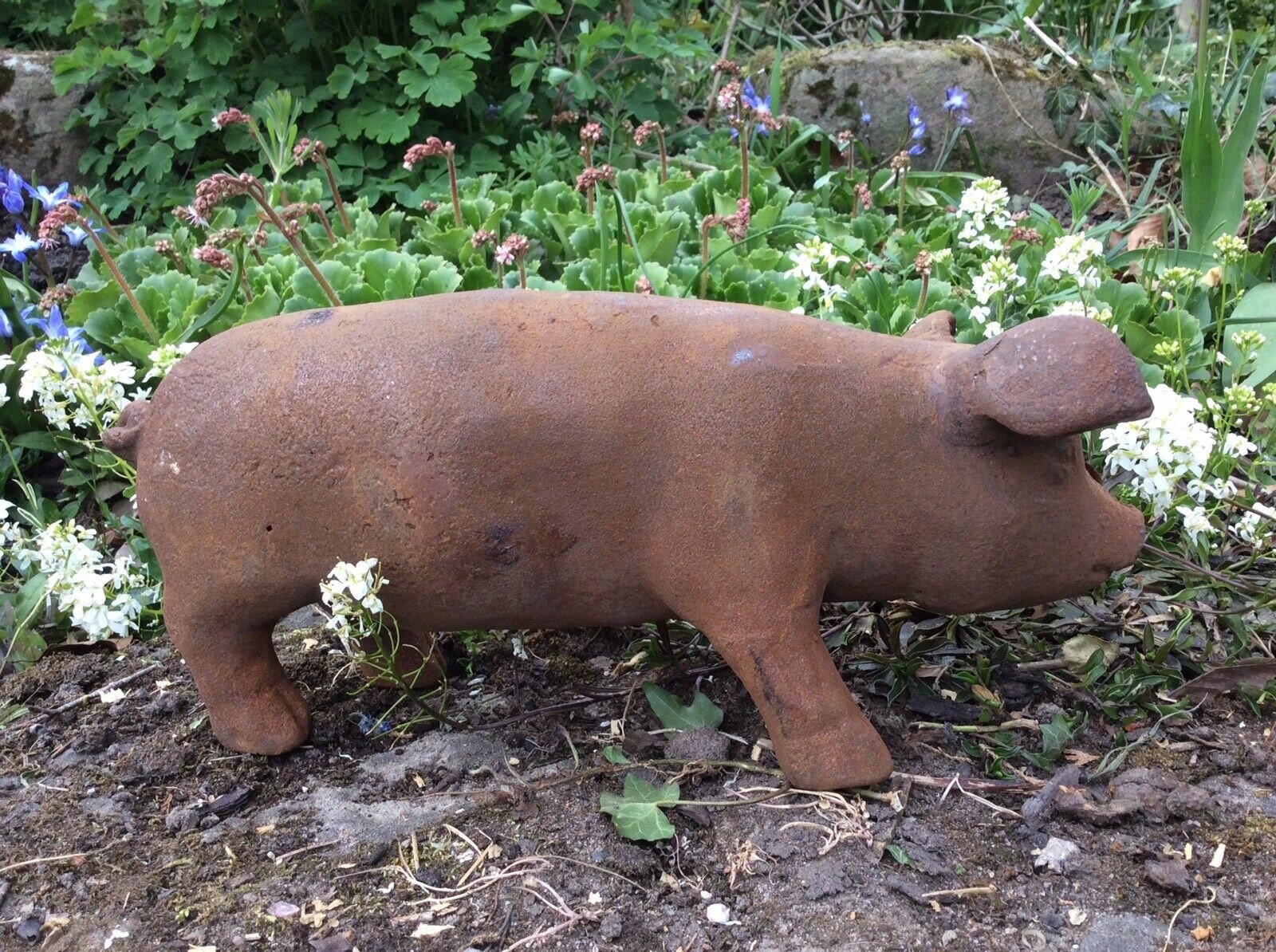 Rusty Cast Iron Pig Garden Ornament - Etsy UK