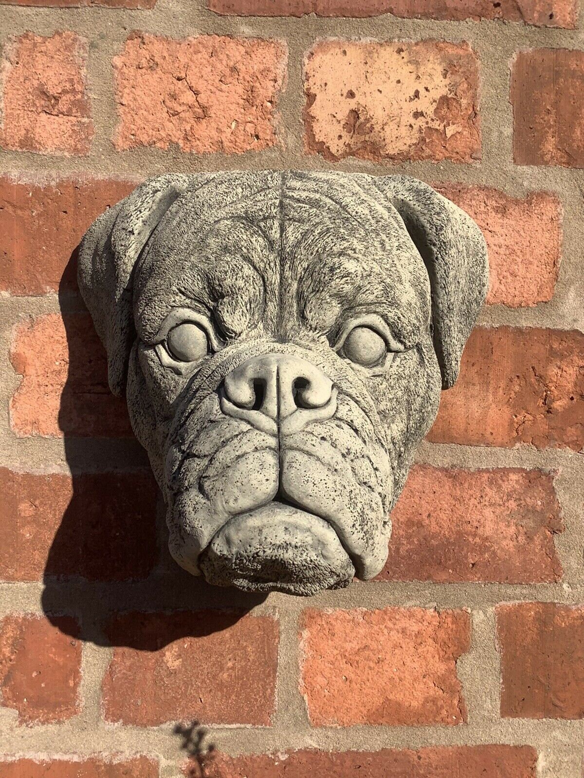 Reconstituted Stone Boxer Dog Head Ornament. - Etsy UK