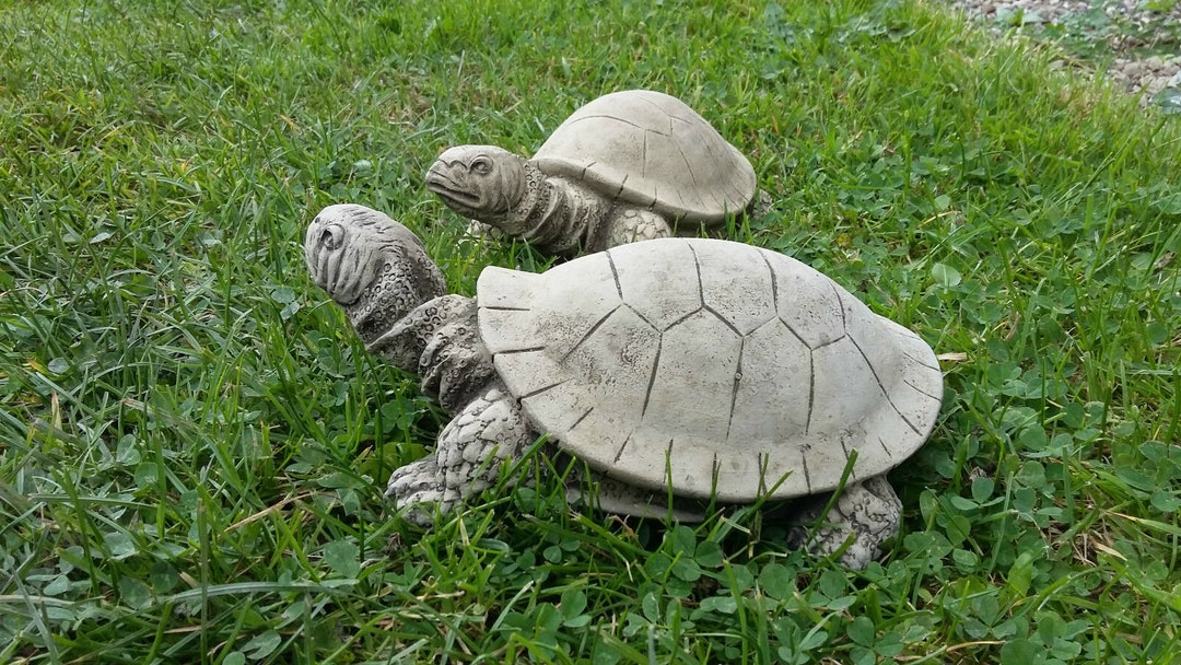 Reconstituted Stone Garden Set of 2 Terrapin Lawn Ornaments - Etsy