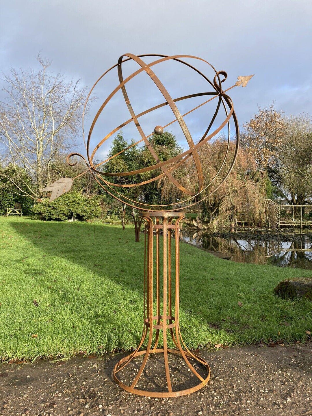 Large Garden Rusty Metal Armillary Style Steel Sculpture Ornament - Etsy