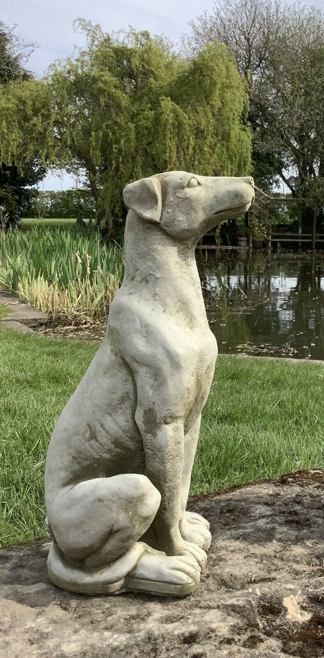 Reconstituted Stone Small Sitting Dog Ornament Statue - Etsy UK
