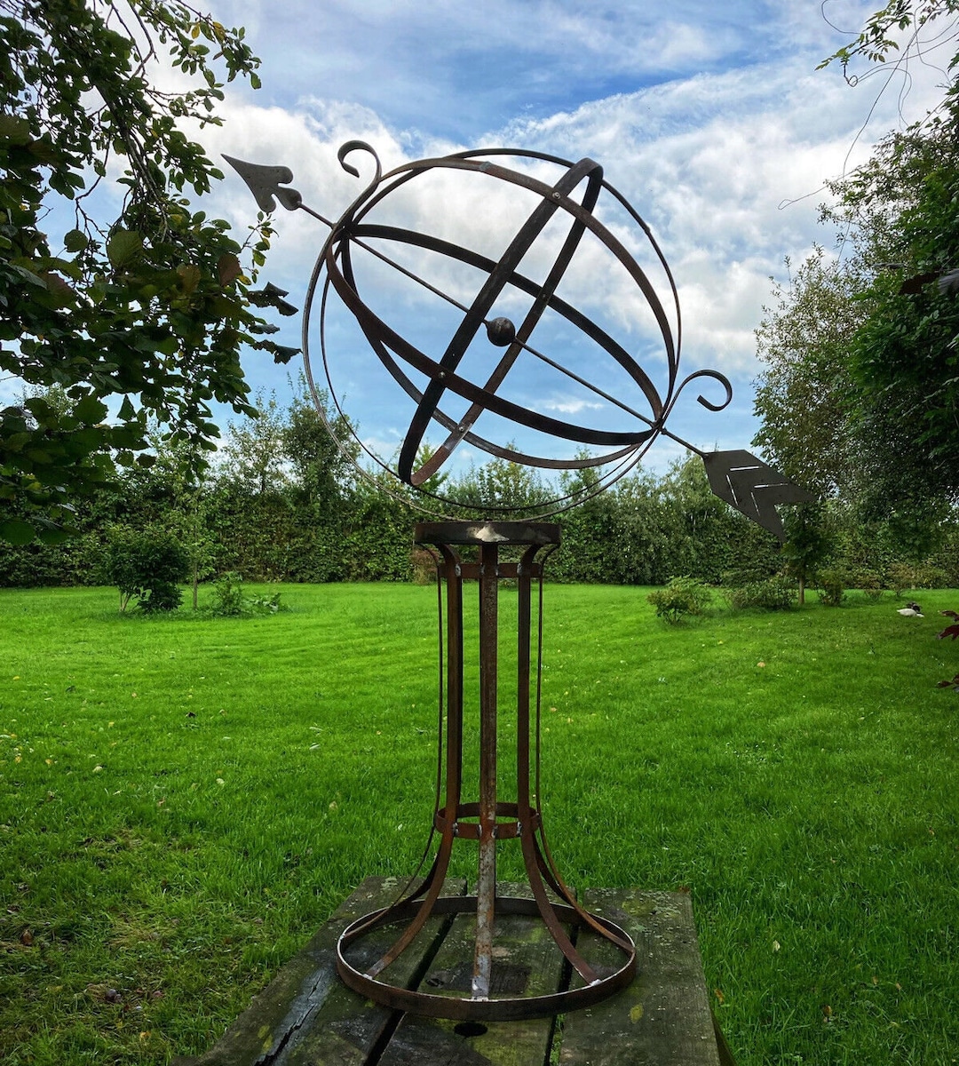 Large Garden Rusty Metal Armillary Style Steel Sculpture Ornament - Etsy UK